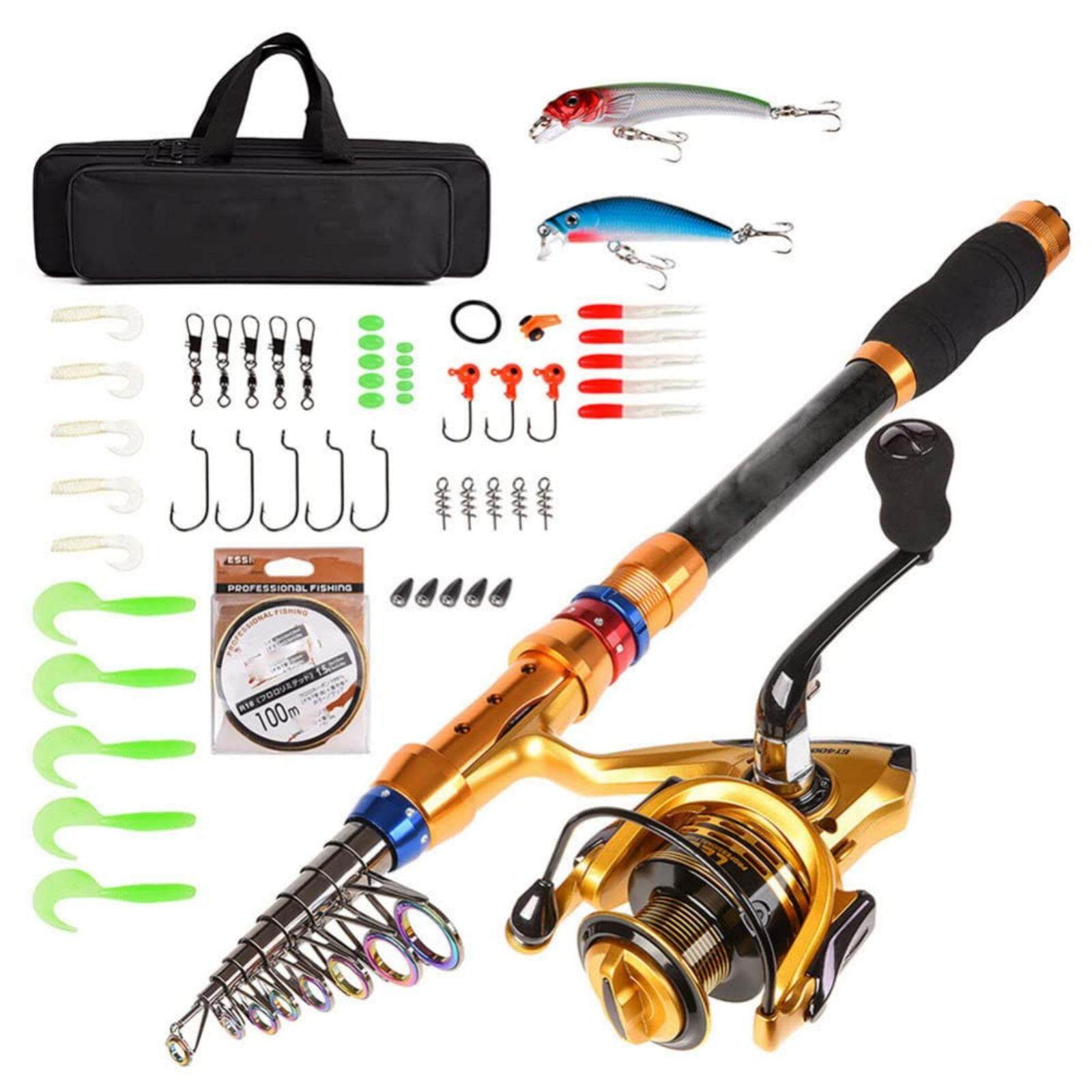 Fishing Rod Reel Combo Full Kit, Carbon Fiber Telescopic Fishing Pole ...