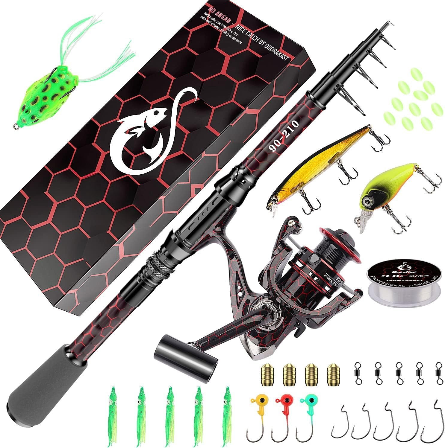 Fishing Rod and Reel Combos, Design with X-Warping Painting, Carbon ...