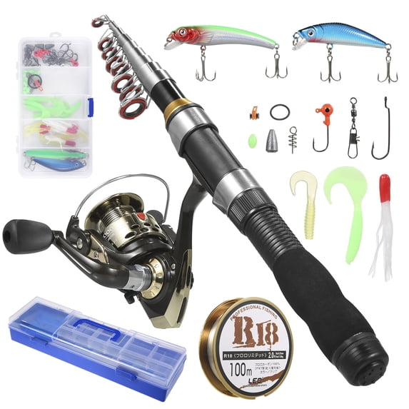 Telescopic Fishing Rod and Reel Combos with Bait and Travel Accessories ...
