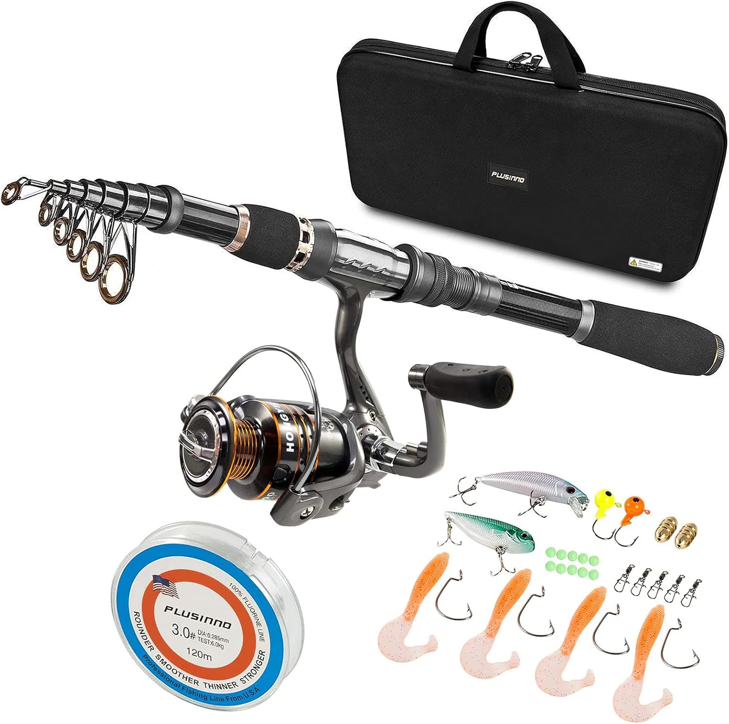 Fishing Rod, Telescopic Fishing Rod and Reel Combo, Collapsible Travel ...