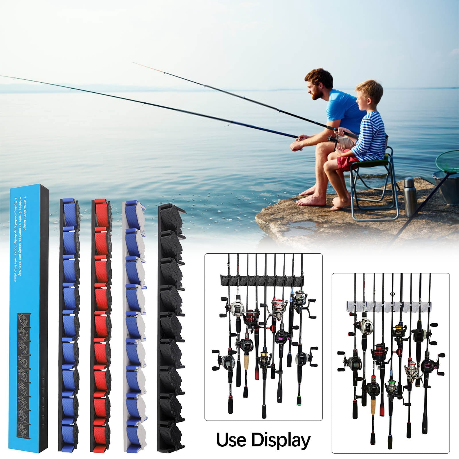 Fishing Rod Wall Bracket, Fixed Rod Display Rack, Heavy-duty Steel ...