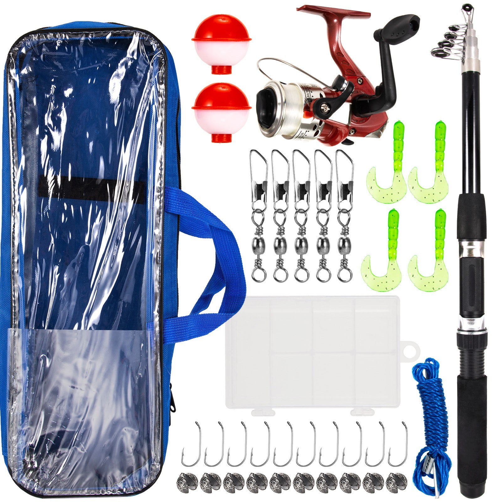 Fishing Rod and Reel Combo with Carry Case and 36 Piece Tackle Set ...