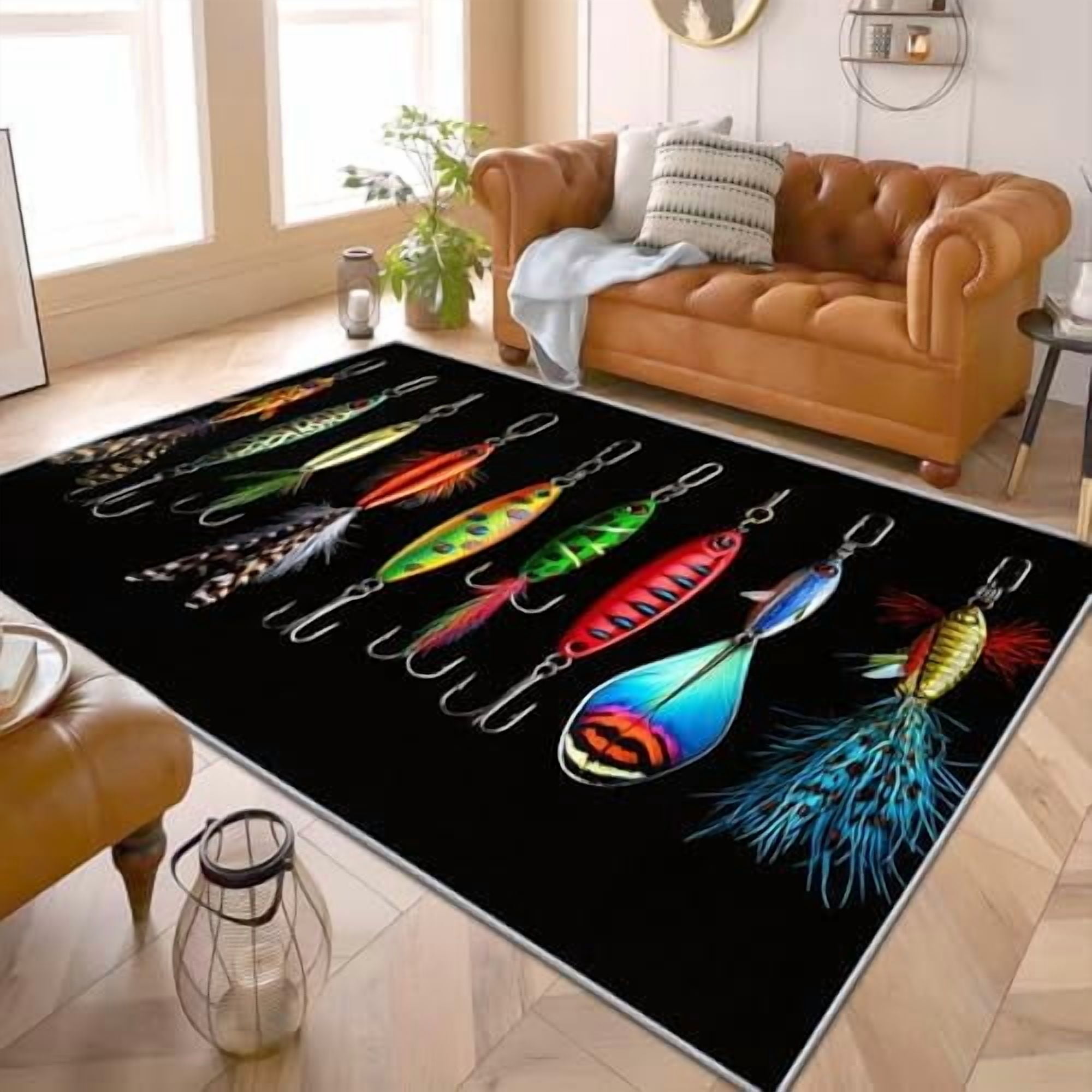 Fishing Rug for Boys Bedroom - 3x4 Rug - Fishing Rugs for Man Cave ...