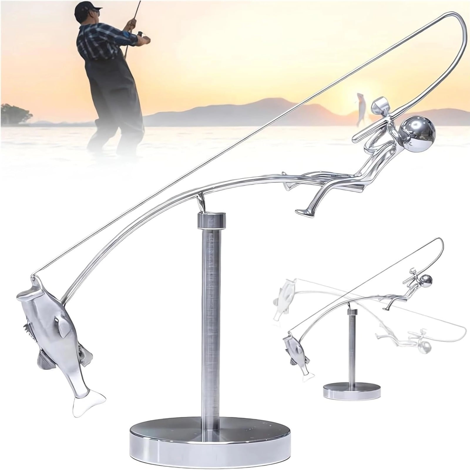 Fishing Sculpture - Fisherman Home Decoration, Balance Art for Your ...