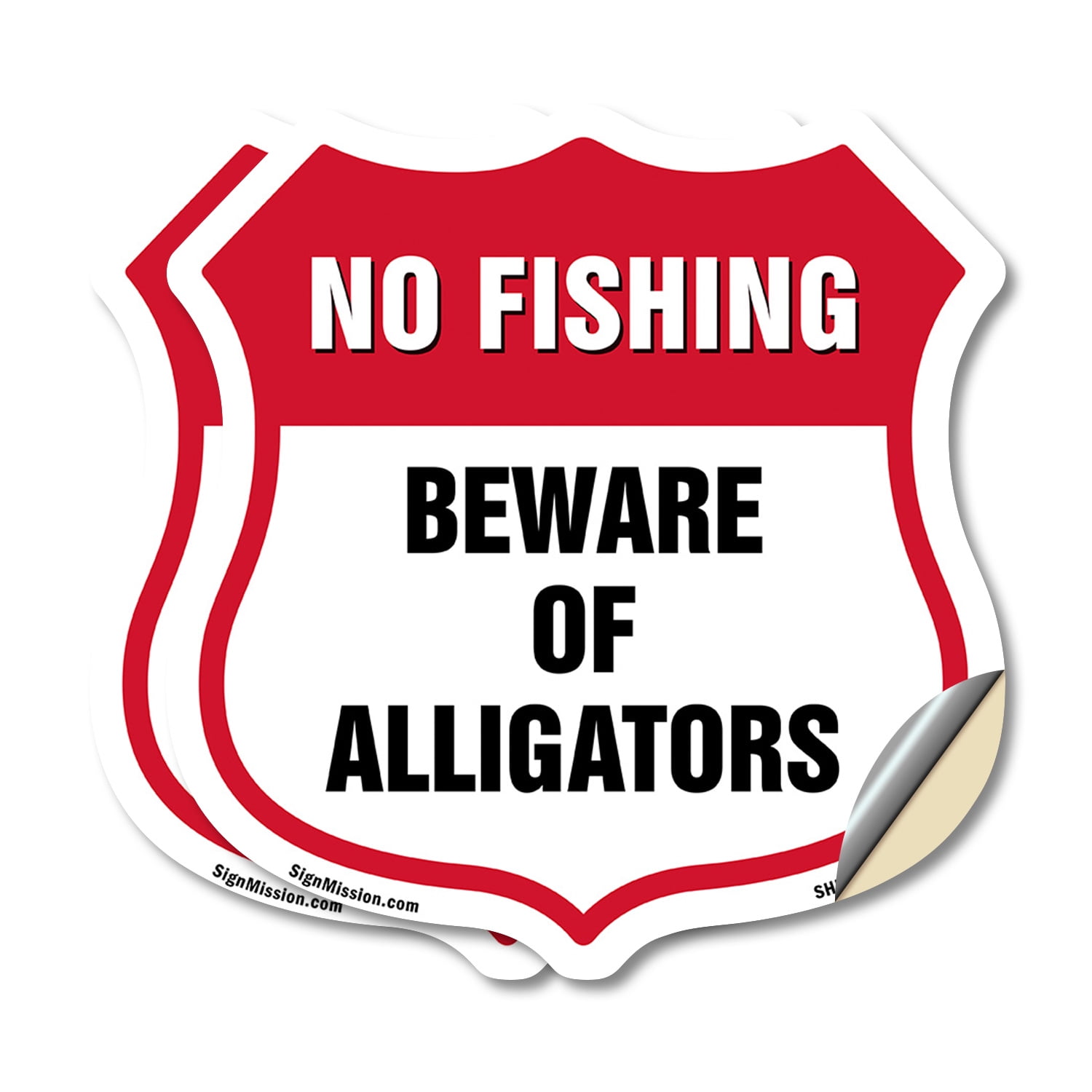 No Fishing Shield Sign Beware Of Alligators (2 Pack) 18 inch X 18 inch ...