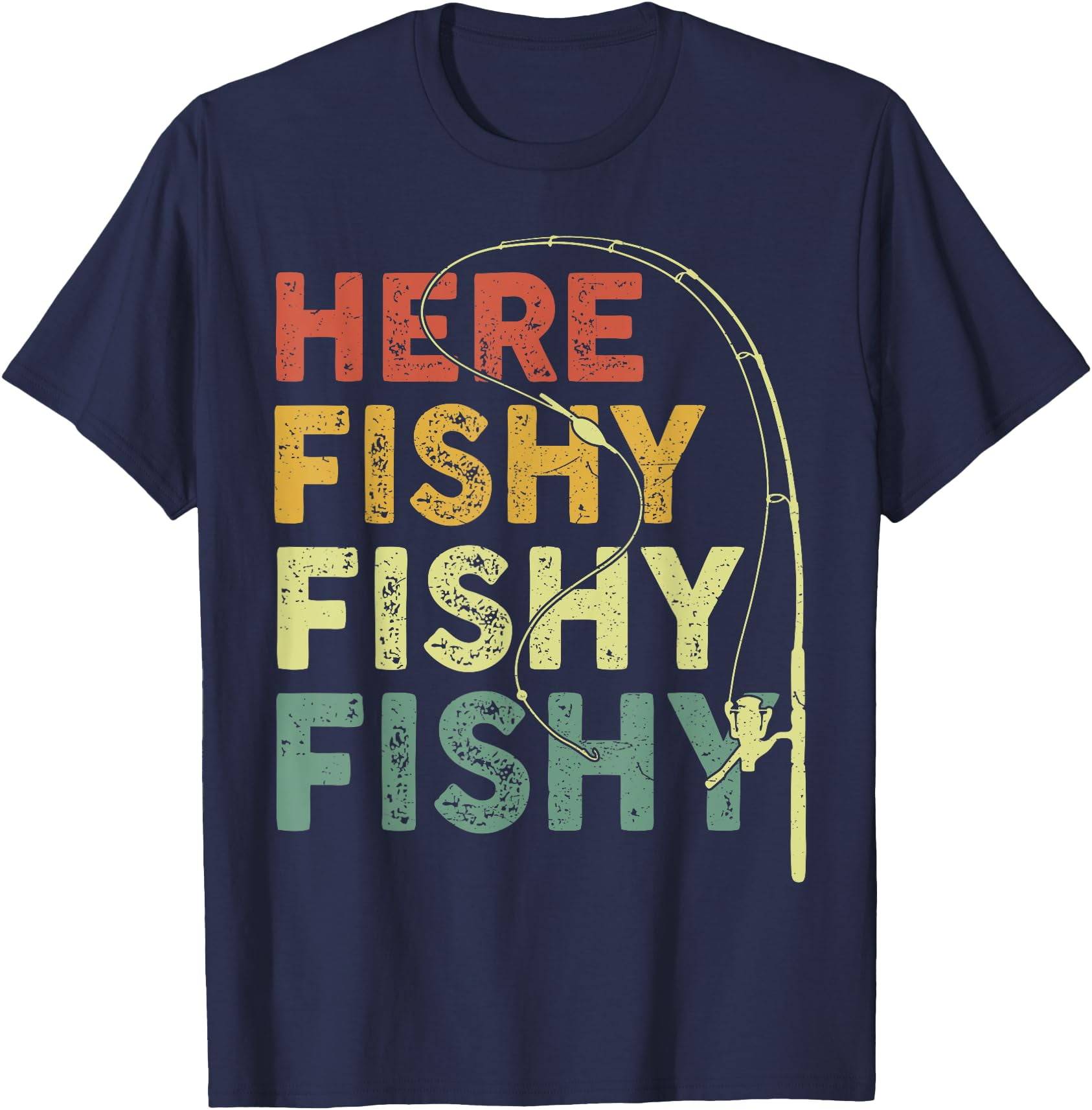 Fishing Shirt Here-Fishy Funny Bass Fish Dad T-Shirt - Walmart.com