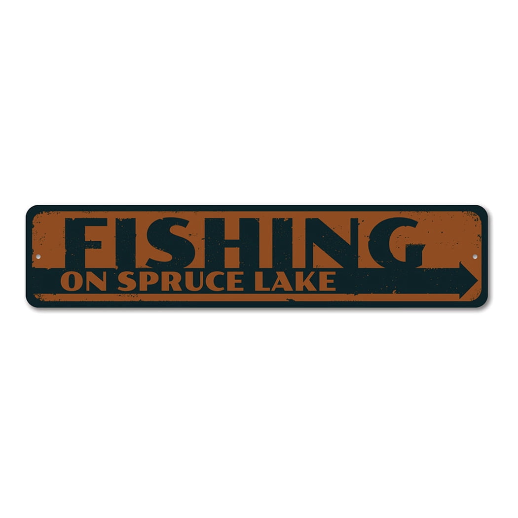 Fishing Sign, Lake Name Directional Arrow Sign, Custom Lake House Sign ...
