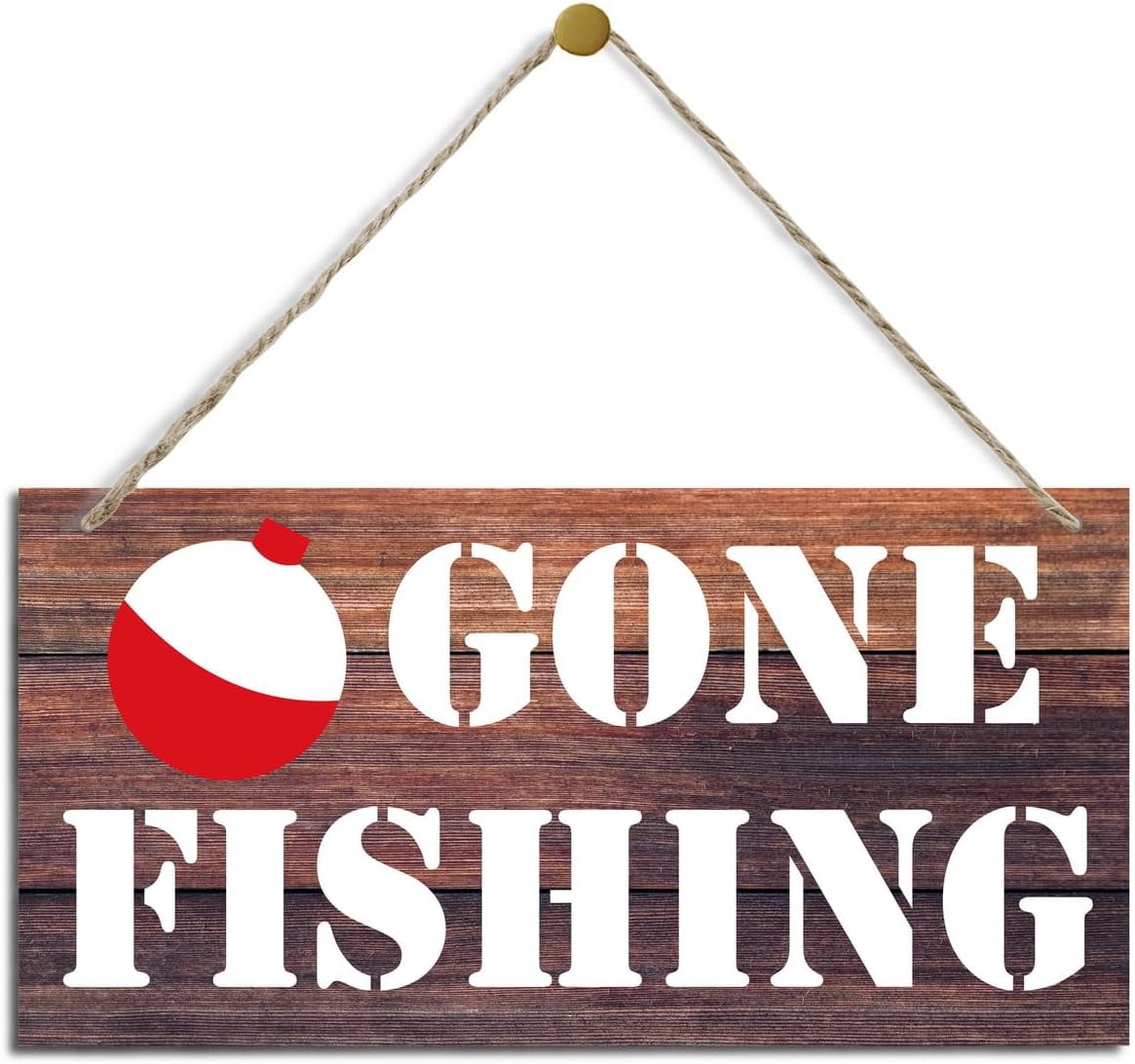 Fishing Signs Decorative Wood Hanging Wood Plaque Rustic Door Sign Wall ...