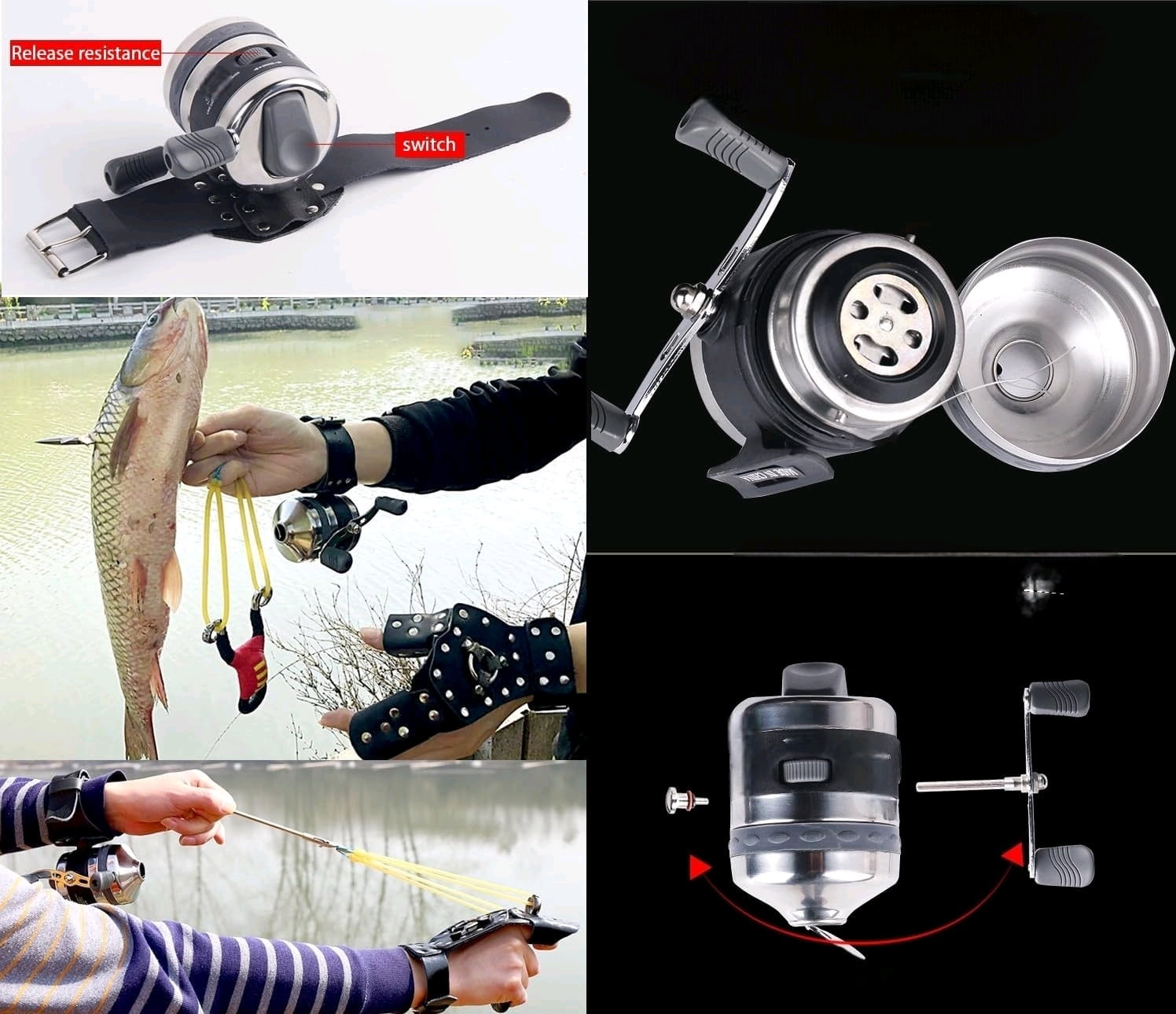 Fishing Slingshot Stainless Steel Recurve Fish Slingshot Set with ...