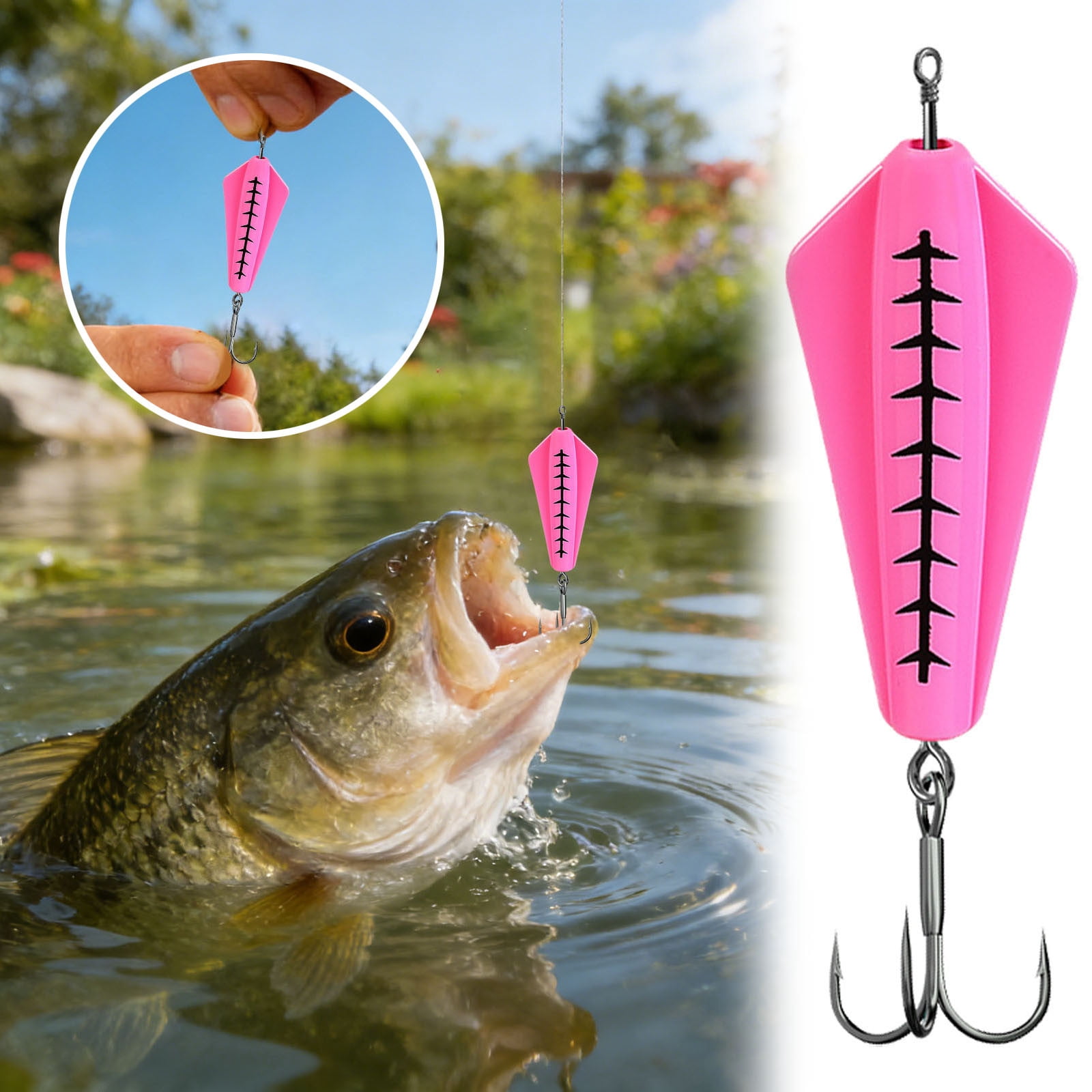 Fishing Spinner Bait Rotating Fishing Spoon Lure Treble Hook Flutter ...