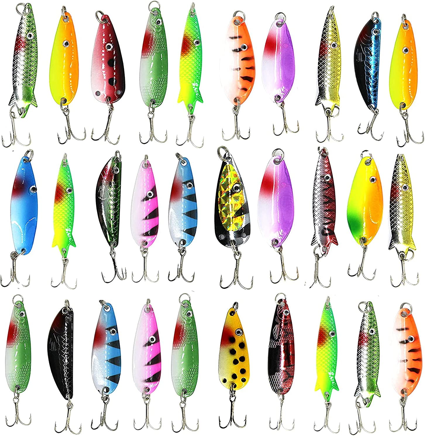VanRolldex 5" Hard Metal Spoon Fishing Lures with Treble Hooks with ...