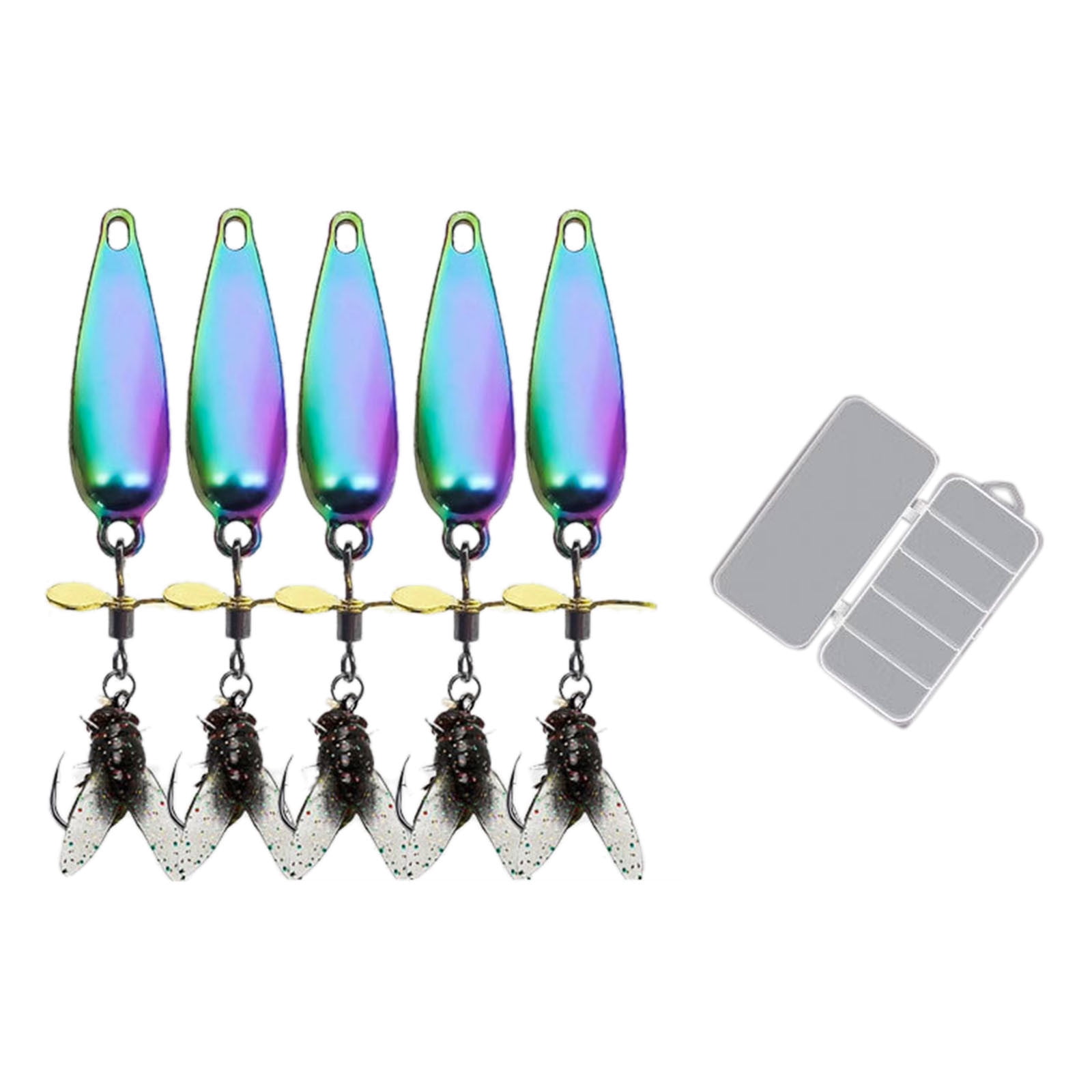 Fishing Spoons Lures Set (5pcs) - Heavy Duty Metal Spinner Baits with ...