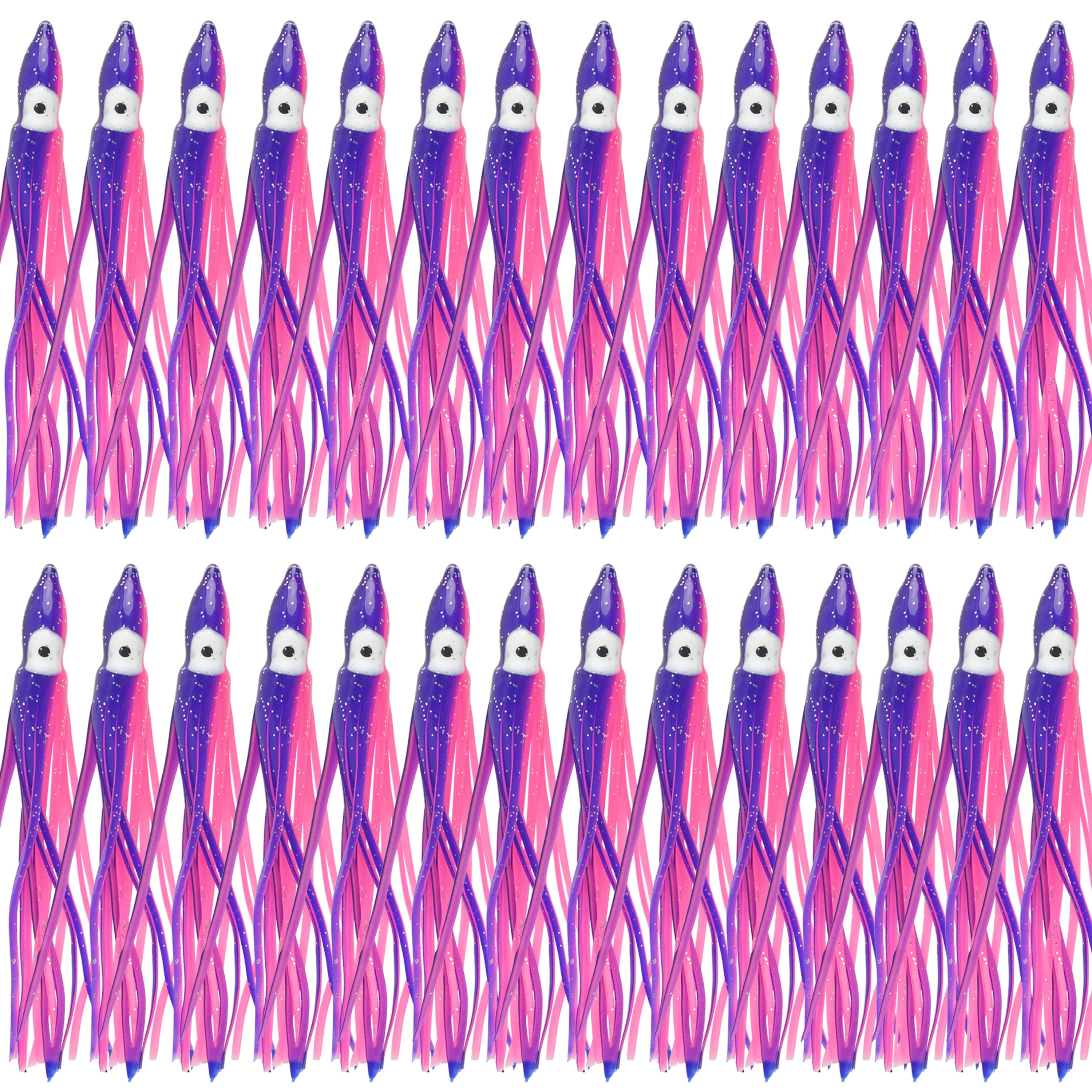 Fishing Squid Skirts Octopus Lures, 30pcs Glow Soft Plastic Fishing Bait Trolling Lure Saltwater ...
