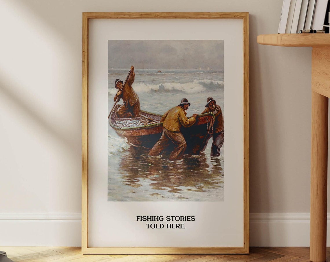 Fishing Stories Print Gift For Fisherman Retro Fishing Art Poster ...