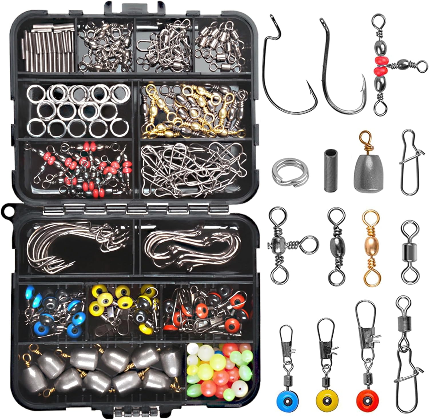 Fishing Swivels Snaps Kit 226pcs/Box Barrel Rolling Swivels Snaps ...