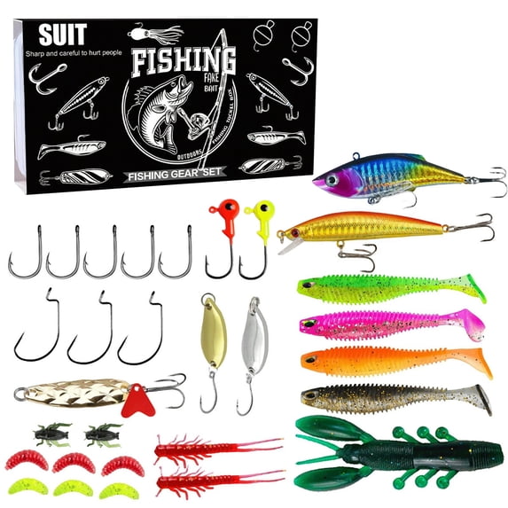 Fishing Tackle Advent Calendar, 30-Piece Fishing Lure Set Including 10 ...