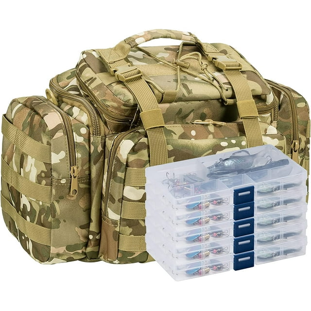 Fishing Tackle Bag 5 Boxes with 60 Lures Included Loaded Stocked Tackle ...