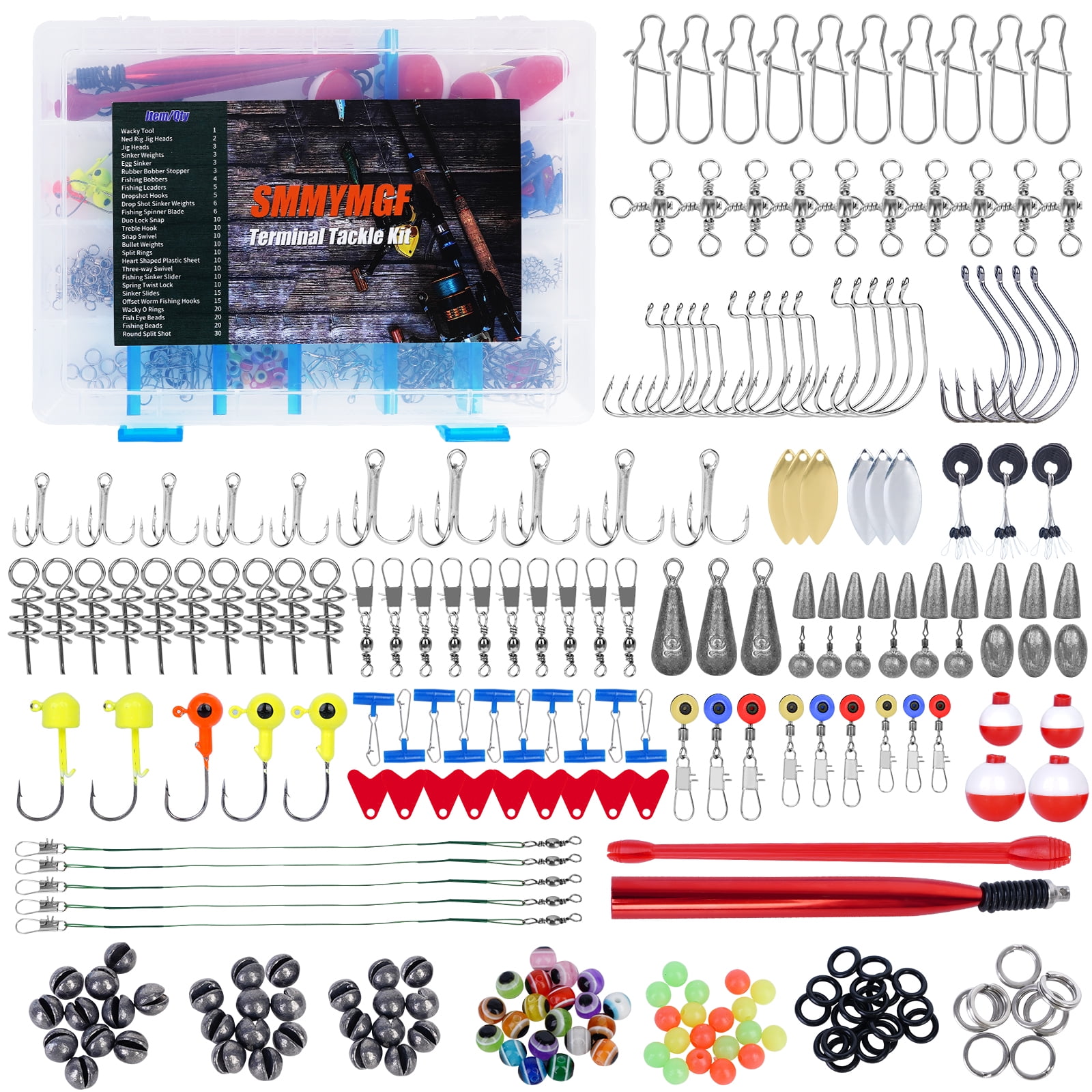 SMMYMGF Fishing Tackle Kit, 253pcs, Beginner and Adults Fishing Gear ...