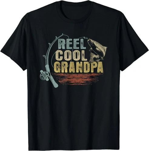 Fishing Tee Vintage Reel Design Cool Grandpa Gift Unisex T-Shirt for ...
