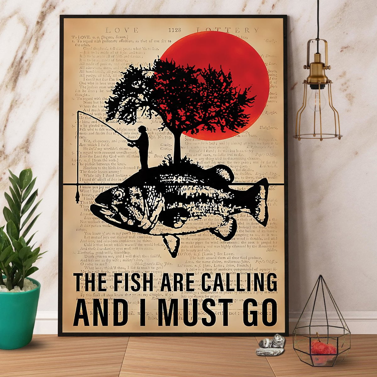 Fishing The Fish Are Calling I Must Go Fisher Tree Red Moon Paper ...