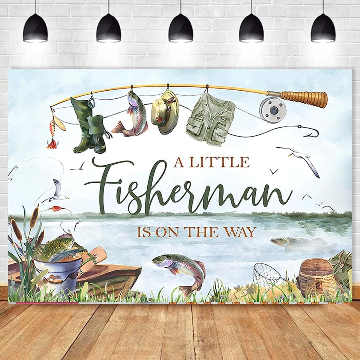 Fishing Theme Backdrops Fishing Baby Shower 1st Birthday Backdrop A ...