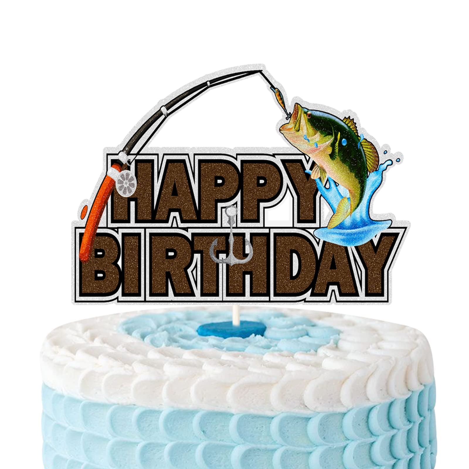 Fishing Theme Birthday Cake Topper,Bobber Fish COC1Little Fisherman ...