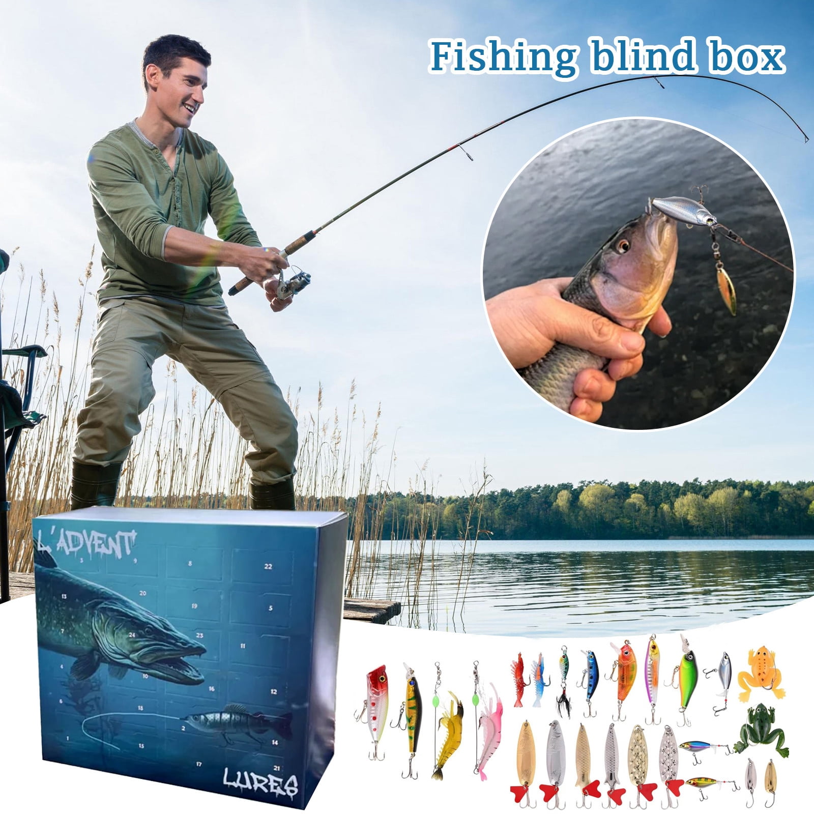 Fishing Themed 24-Piece Advent Calendar with 24 High-Quality ...
