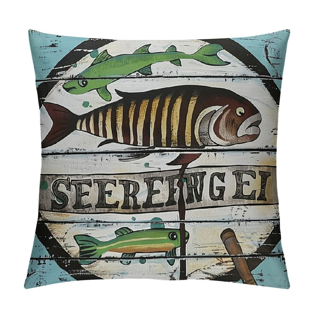 Fishing Throw Pillow Covers for Man Woman,Ocean Fish Pillow Covers ...
