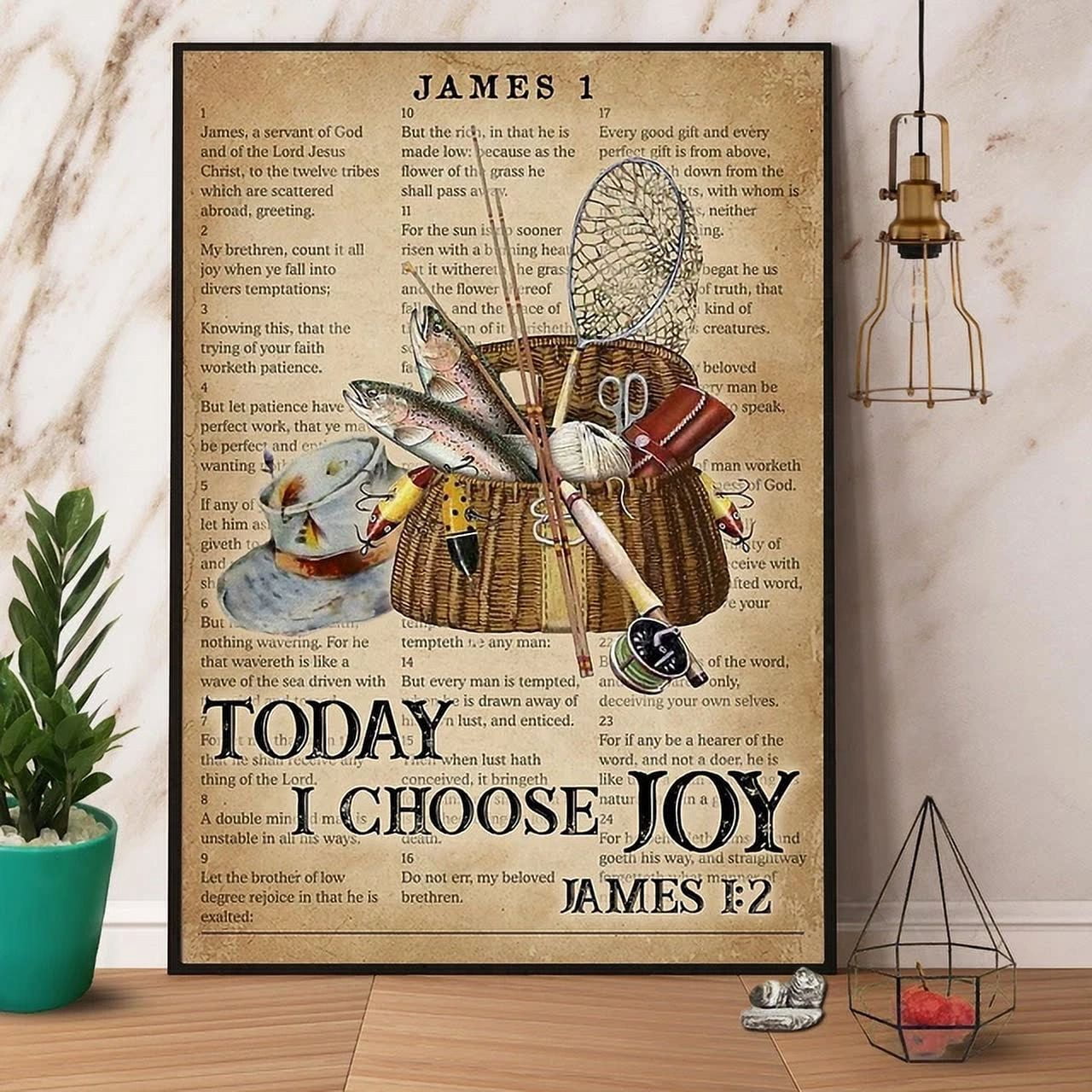 Fishing Today I Choose Joy Love Fishing Time Vintage Vertical Paper ...