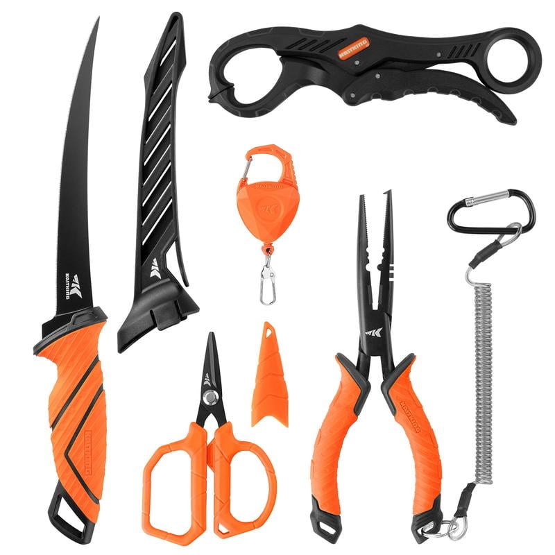Fishing Tool Kit - Fishing Pliers with Lanyard,Fillet Knife, Floating ...