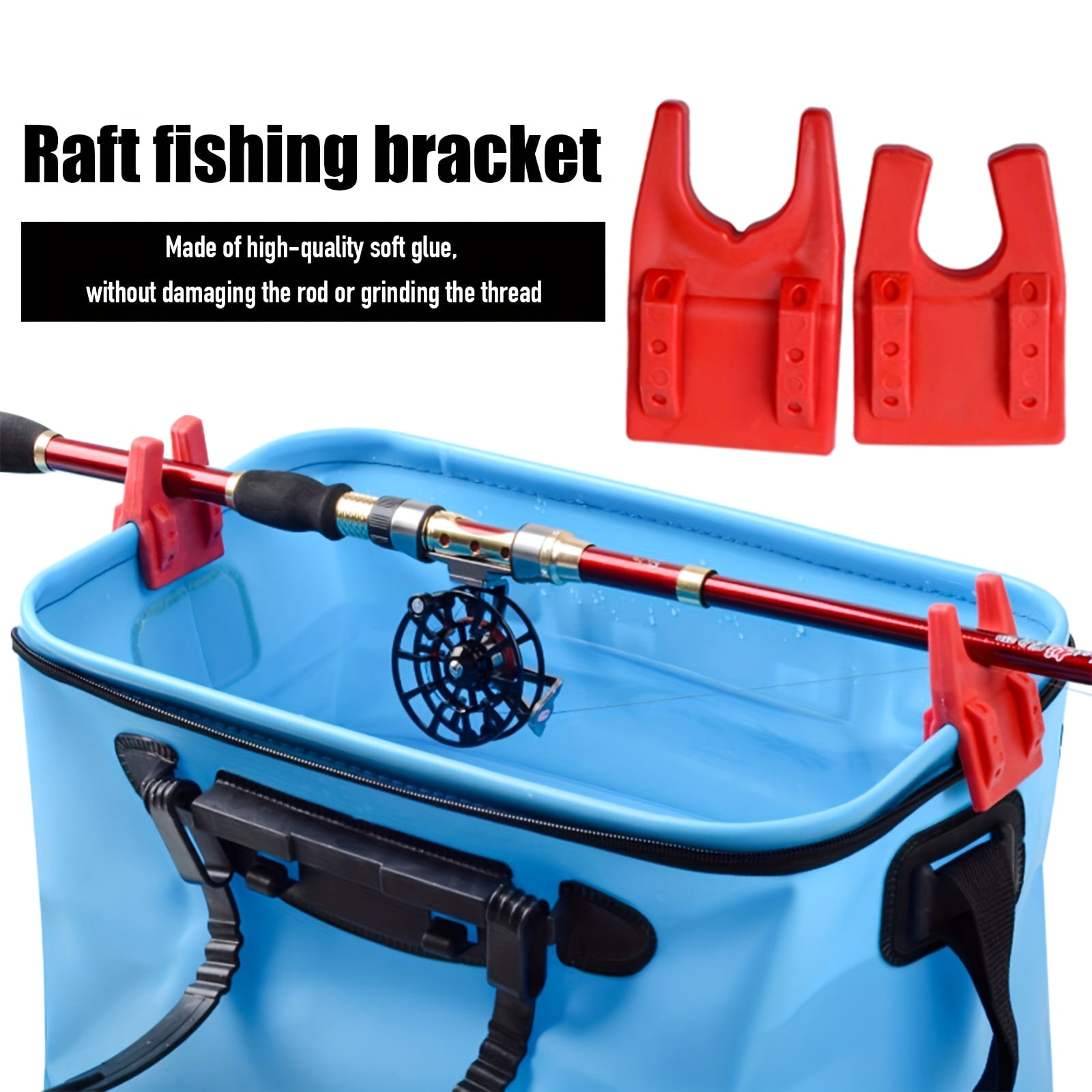 Fishing Tools 8-Piece Fishing Organizer Set – Adjustable Rod Holders, EVA Bait Buckets, and ...