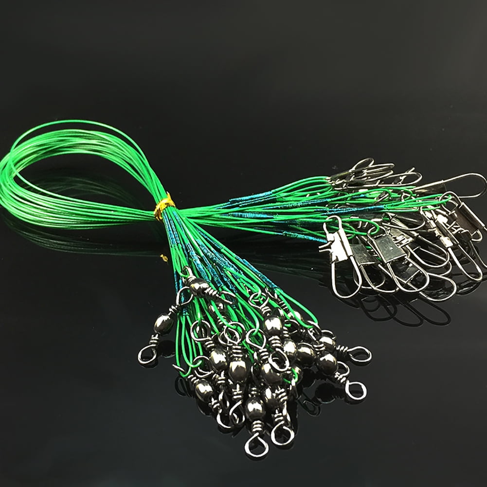 Fishing Tools Fishing Line Steel Wire Leader With Swivel And Snap 20Pcs ...
