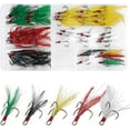 Fishing Treble Hooks Feather Hooks,50pcs Feathered Dressed Treble Hooks ...