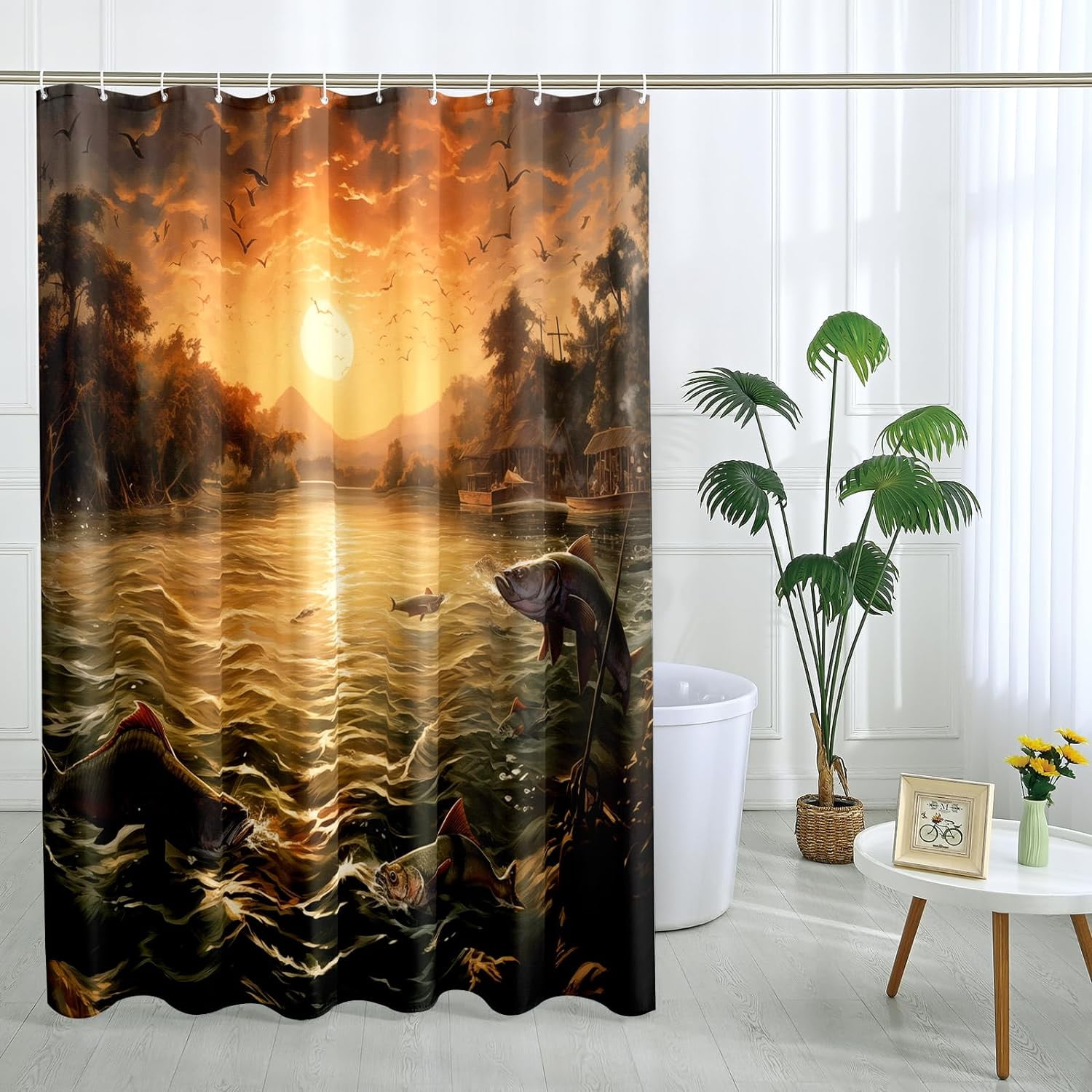 Fishing Trout Shower Curtain Hunting Fish Shower Curtains Country Lake ...