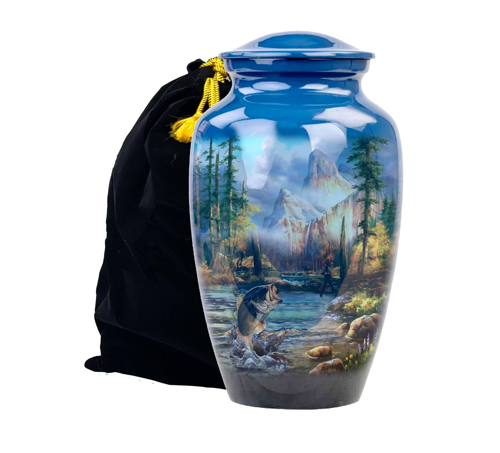Bass Fishing Man urn Lake urn Human Ashes urn, Hane, Handcrafted Adult ...
