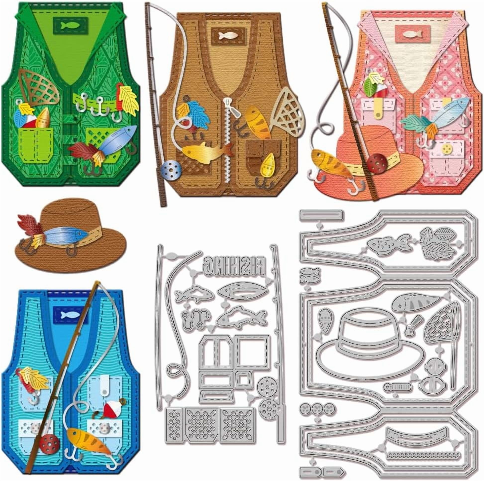 Fishing Vest Hat Cutting Dies for Card Making Fishing Tools Cut Die for ...
