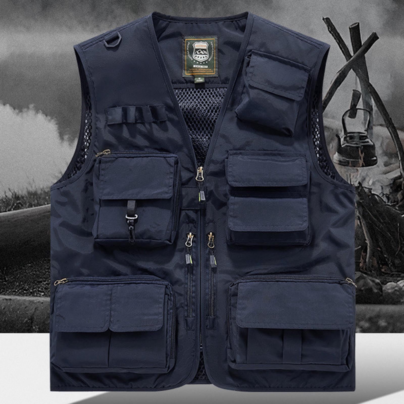 Fishing Vests for Men Casual Lightweight Travel Vest Outdoor Safari ...