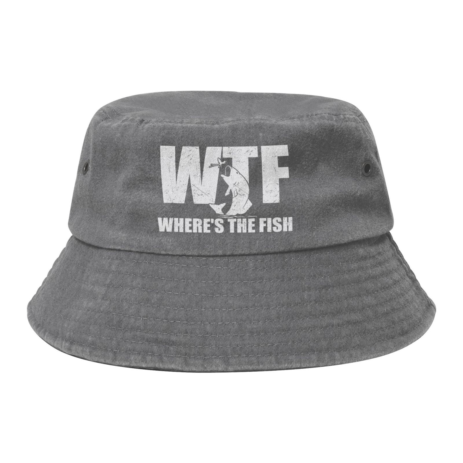 Fishing WTF Where's The Fish Summer Bucket Hat Fishing Hat Wide Brim ...