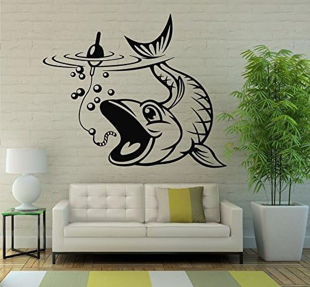 Fishing Wall Vinyl Decal Sticker Fishing Rod Hobbies Art Design Murals ...