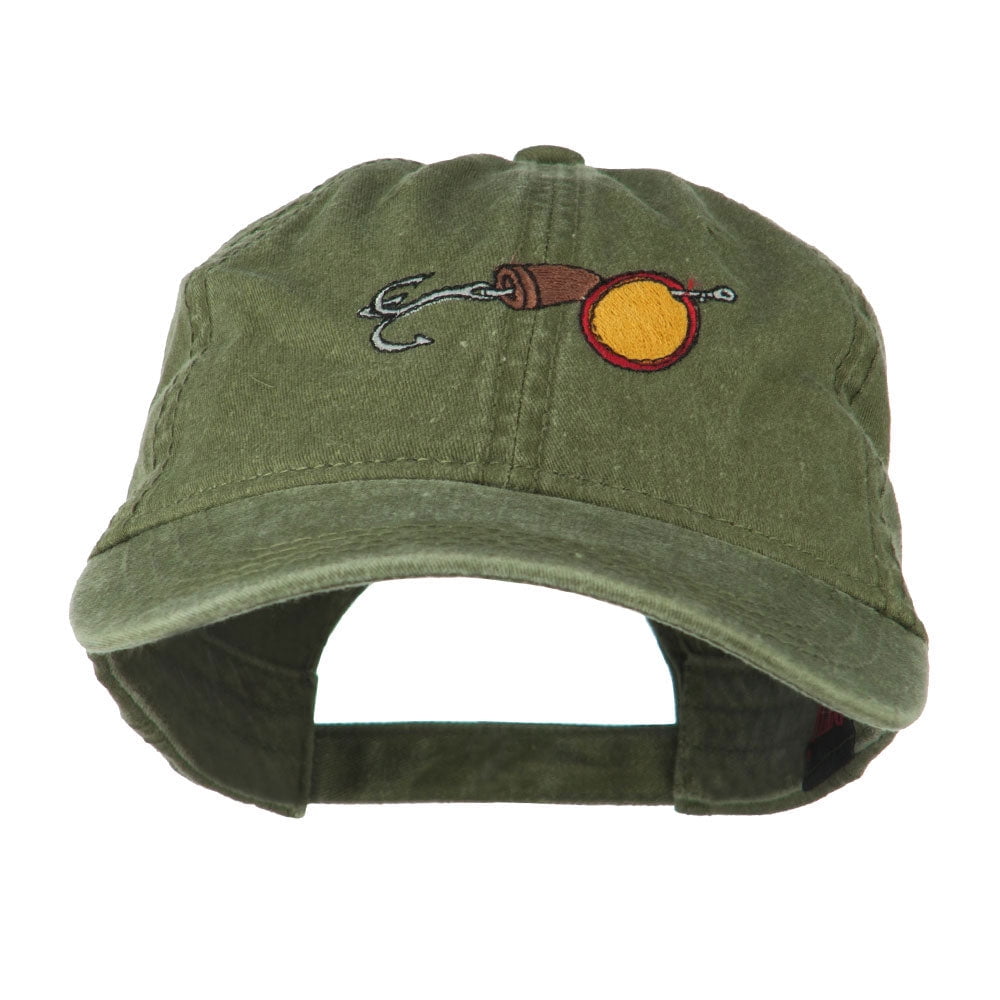 Fishing Walleye Lure Embroidered Washed Cap - Olive Green OSFM ...