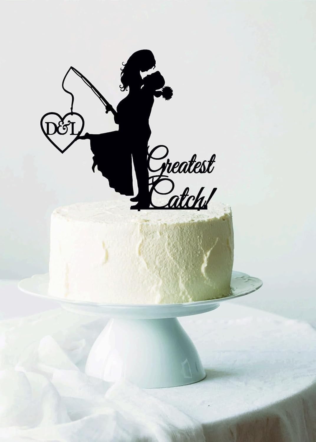 Fishing Wedding Cake Topper,Bride and Groom with fishing rod,Best Catch ...