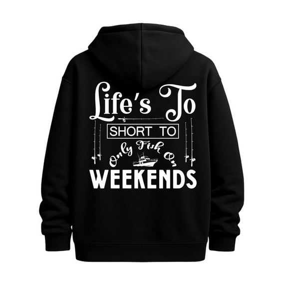 Fishing Weekend funny hoodies men's machine washable black Winter wear ...