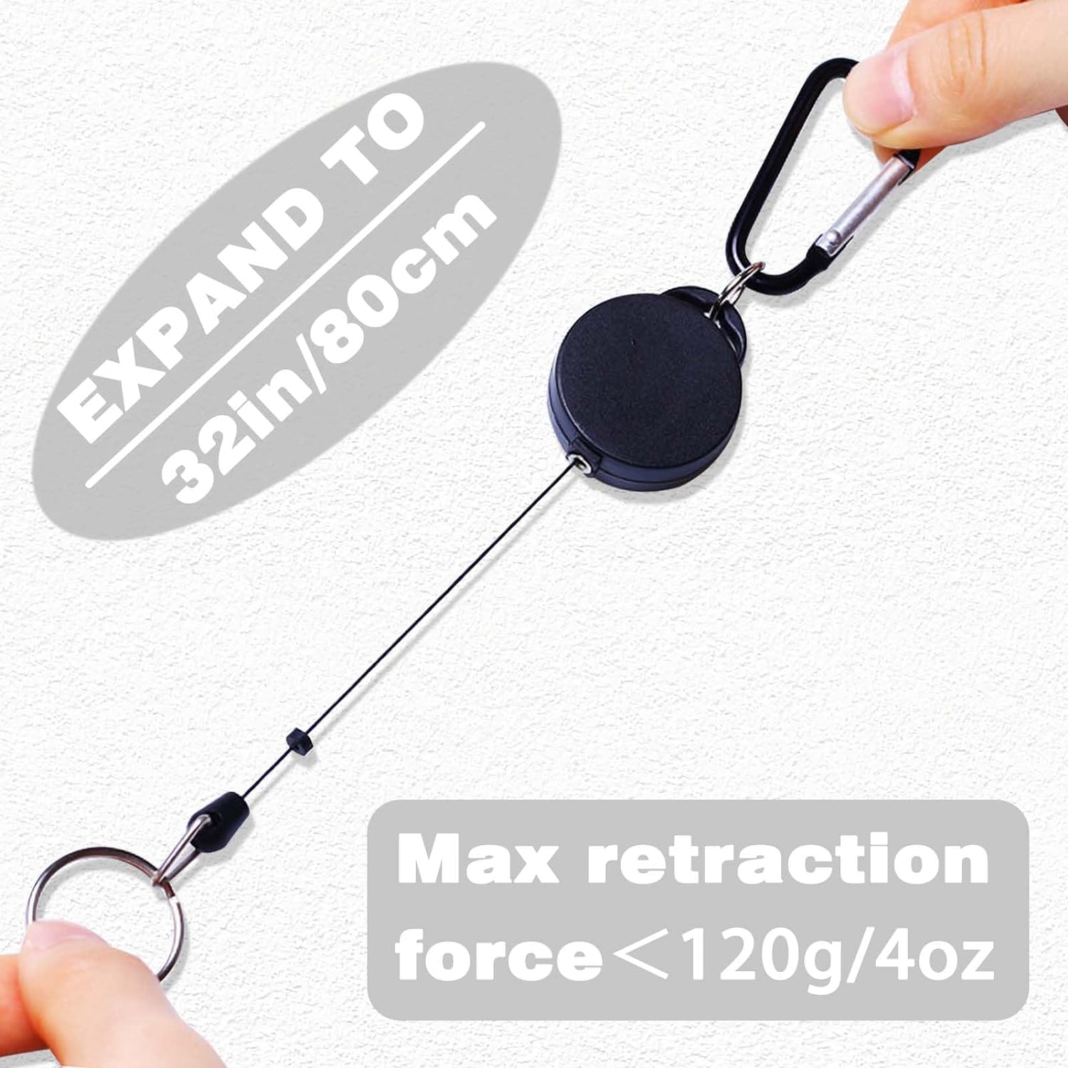 Fishing Zinger Retractor With 3 Size Carabiner Clip - Perfectly Fishing ...