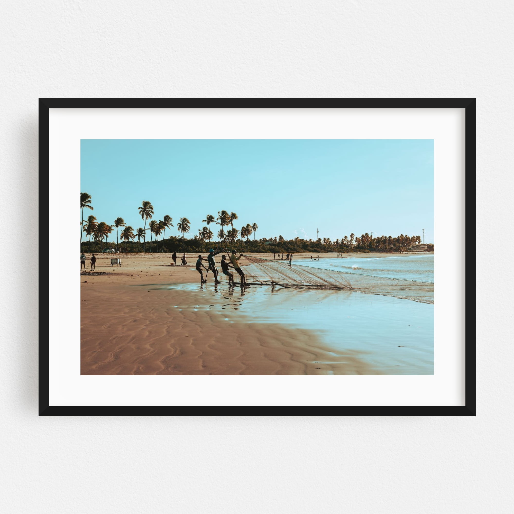 Fishing at beach - Lucena Paraíba Brasil Photography Black Framed Wall ...