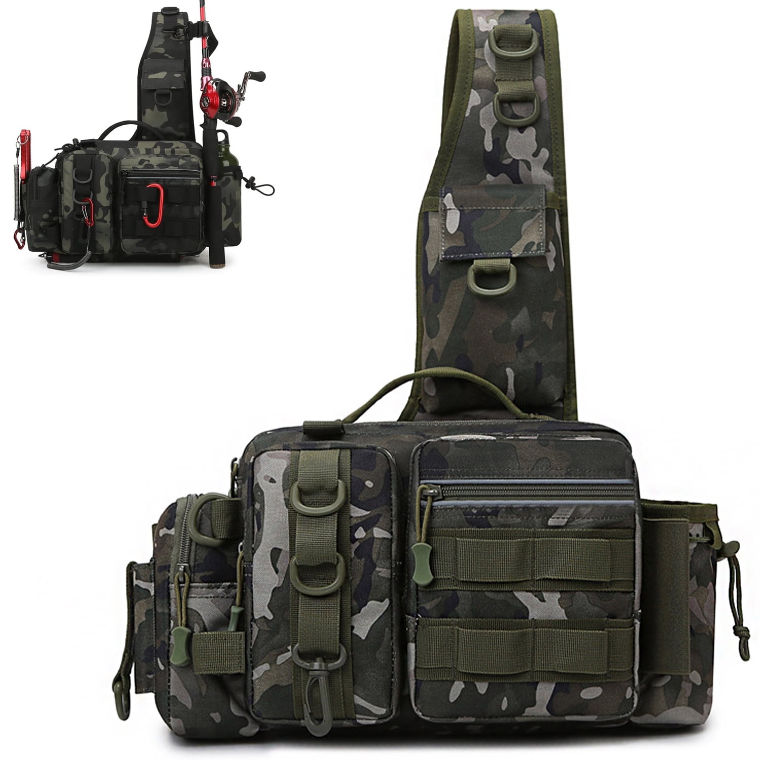 Fishing backpack waterproof nylon fishing rod holder multifunctional ...