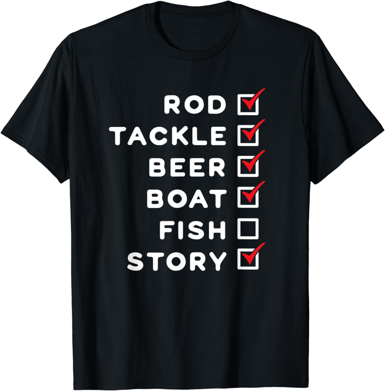 Fishing checklist shirt for men - funny fishing t-shirts - Walmart.com