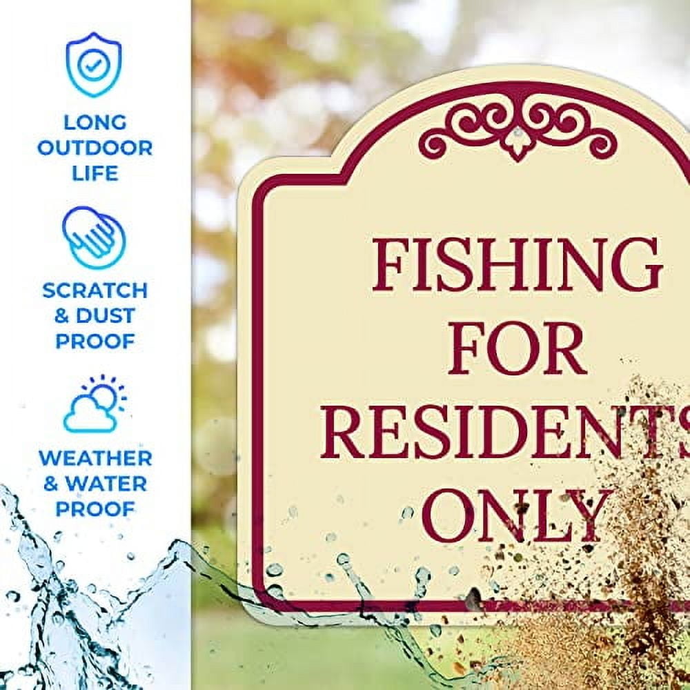 Fishing for Residents Only Décor Sign, Burgundy Light, 24x24 Inches ...