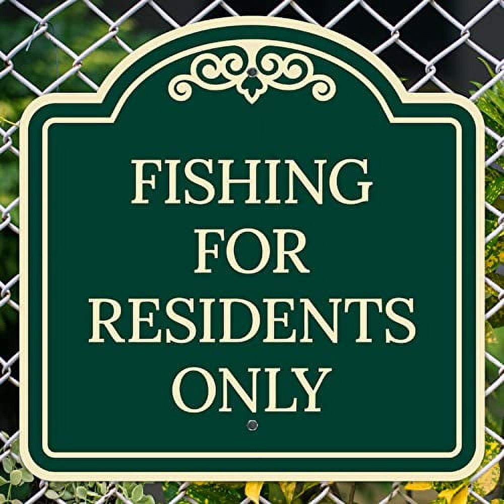 Fishing for Residents Only Décor Sign, Greeen Dark, 24x24 Inches ...