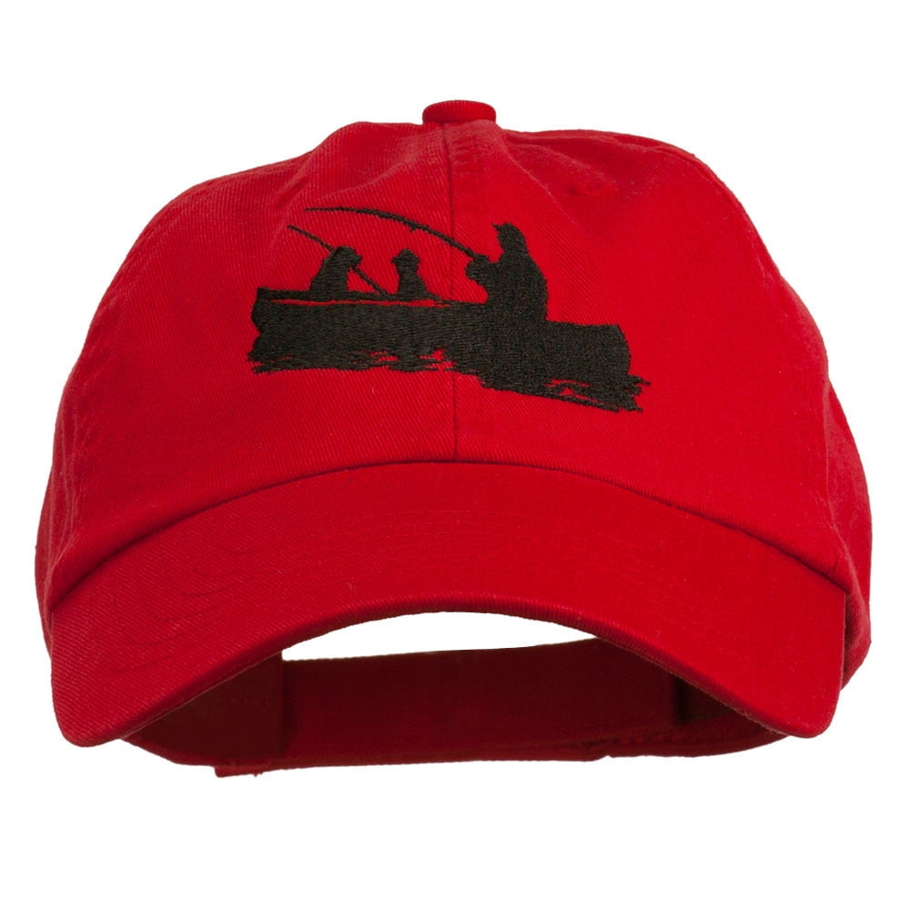 Fishing in Boat Embroidered Pet Spun Cap - Red OSFM - Walmart.com