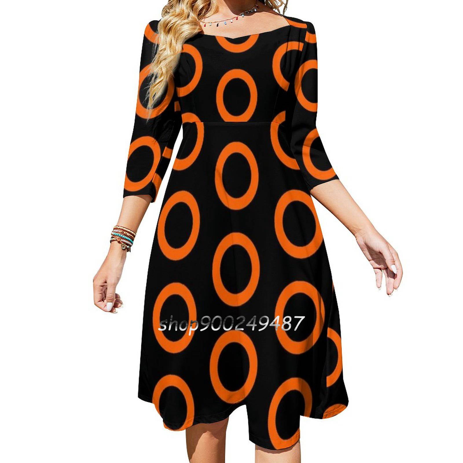 Fishman Halloween Donuts Sweet Elegant Dress Women Korean Kawaii Square ...